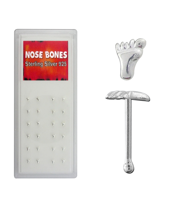 Sidabrinis 925 nosies auskaras su pėdos formos viršumi – Nose Bone ...